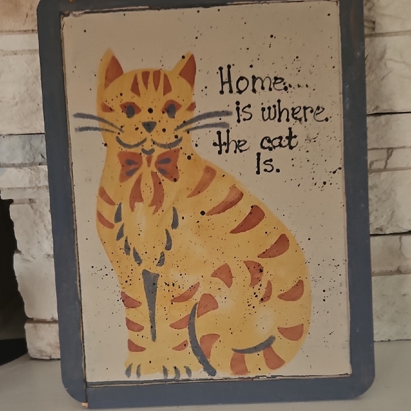 Nancy's Sampler | Wall Decor | Charming Slate Cat Wall Decor Orange And ...